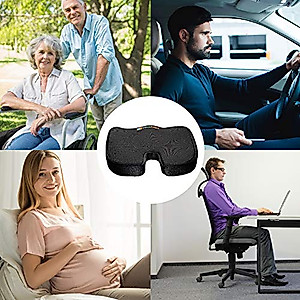 Coccyx Seat Cushion Pillow Orthopedic | Memory Foam Chair Pillow | Relieves Back, Tailbone Pressure, Sciatica Nerve Pain Relief | Premium Comfort for Home, Office, Car or Event Seating