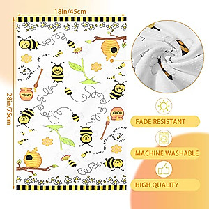 3 Pcs Lemon Bee Kitchen Towels Honey Bee Lemon Dish Towels Bee Lemon Bathroom Hand Towels Farmhouse Spring Gnome Honeycomb Lemon Bee Kitchen Decor Rustic Dish Tea Towels, 18 x 28 Inch (Elegant Style)