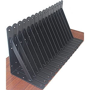 16 Pack L8" x H 6" Black Heavy Duty Shelf Brackets with Screws Metal Shelf Brackets Shelf Support Angle Brackets for Shelves L Brackets Heavy Duty Floating Shelf Brackets