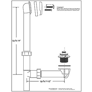 Westbrass Y594244CP White Tubular Twist & Close Bath Waste and Overflow Assembly, Polished Chrome
