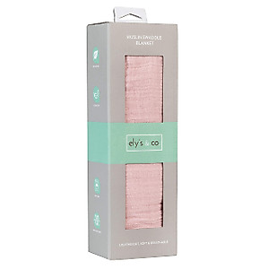 Ely's & Co. Cotton Muslin Swaddle Blanket 1-Pack for Baby Girl — 100% Cotton Muslin Extra-Large Swaddle Blankets (47” x 47”) Petal Pink