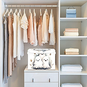 senya Halloween Baskets Collapsible Storage Bins with Lids, Cute Little Ghosts Storage Boxes Clothes Baskets for Organizing, B06D22020