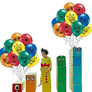 Shunhong 25pcs Number Block Latex Balloons, Assorted Colors, Children's Birthday Party Supplies