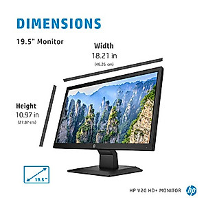 HP V20 HD+ Monitor | 19.5-inch Diagonal HD+ Computer Monitor with TN Panel and Blue Light Settings | HP Monitor with Tiltable Screen HDMI and VGA Port | (1H848AA#ABA), Black