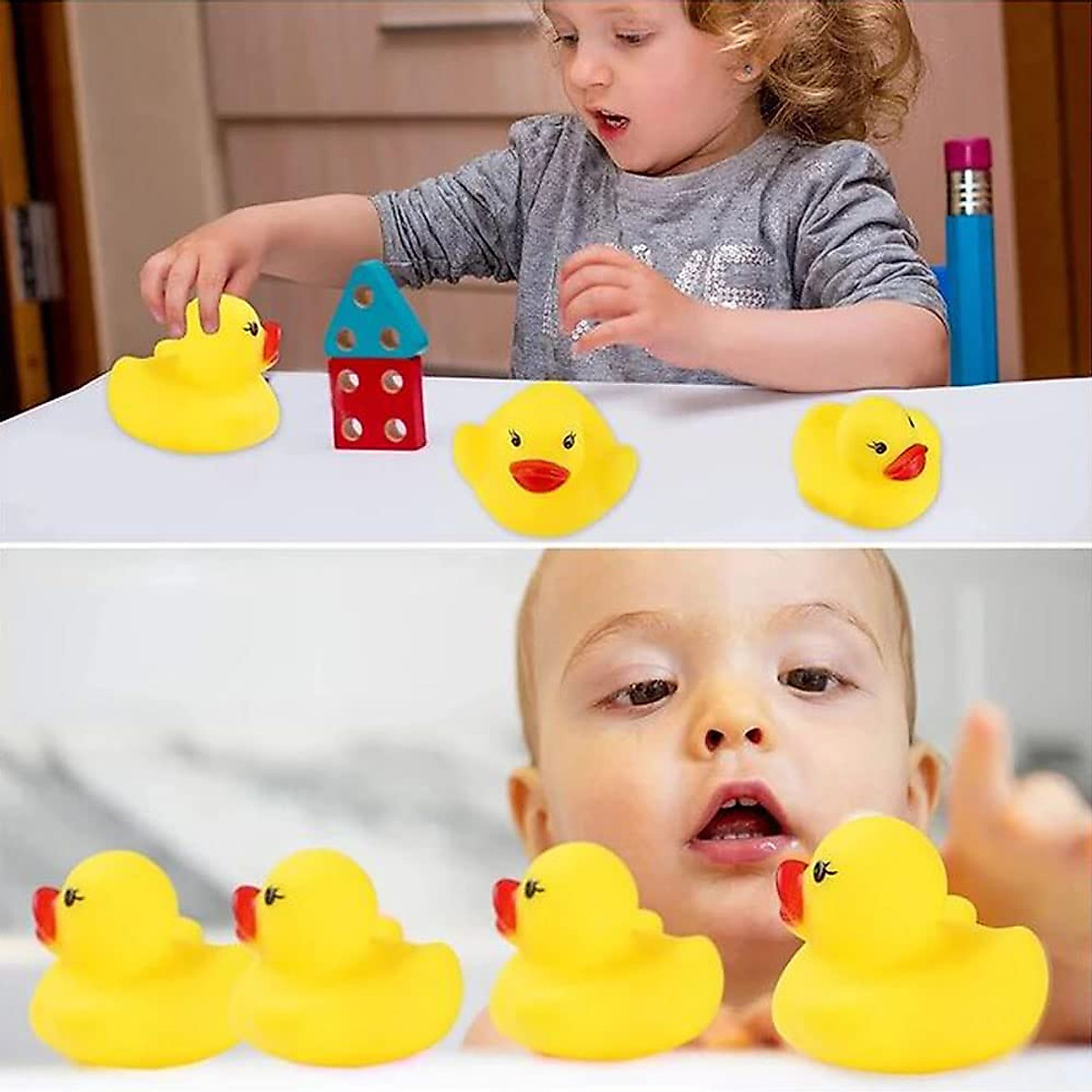 Umbresen Bath Duck Toys Yellow Rubber Ducks Preschool Bathtub Float Squeak Duckies Gift for Baby Toddler Infant Shower Car Pool Halloween Christmas Decorations (Yellow Set of 20)
