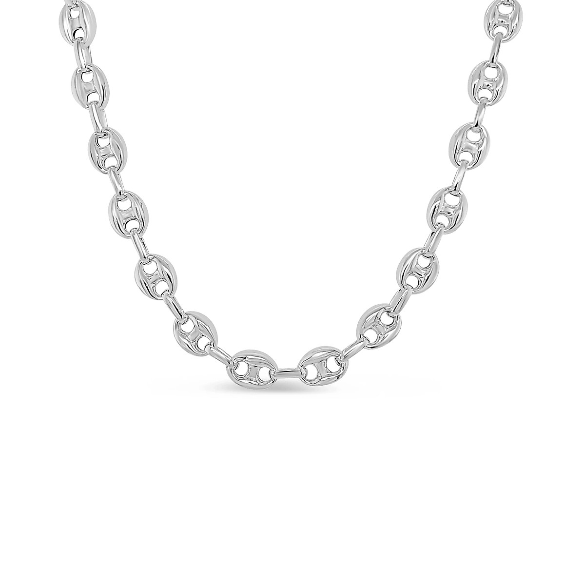 Olive & Chain Silver Puffed Mariner Link Chain Necklace, Style: 6 mm, Size: 18 inch, 925 Sterling Silver, Reflective Surface, Hypoallergenic, Comfortable, Unisex
