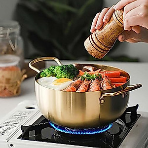 Gralara Instant Noodles Pot Korean Noodle Pot Stainless Steel Multipurpose Portable Ramen Cooking Pot Ramyun Cooker for Picnic Camping Soup Stew, 22cm