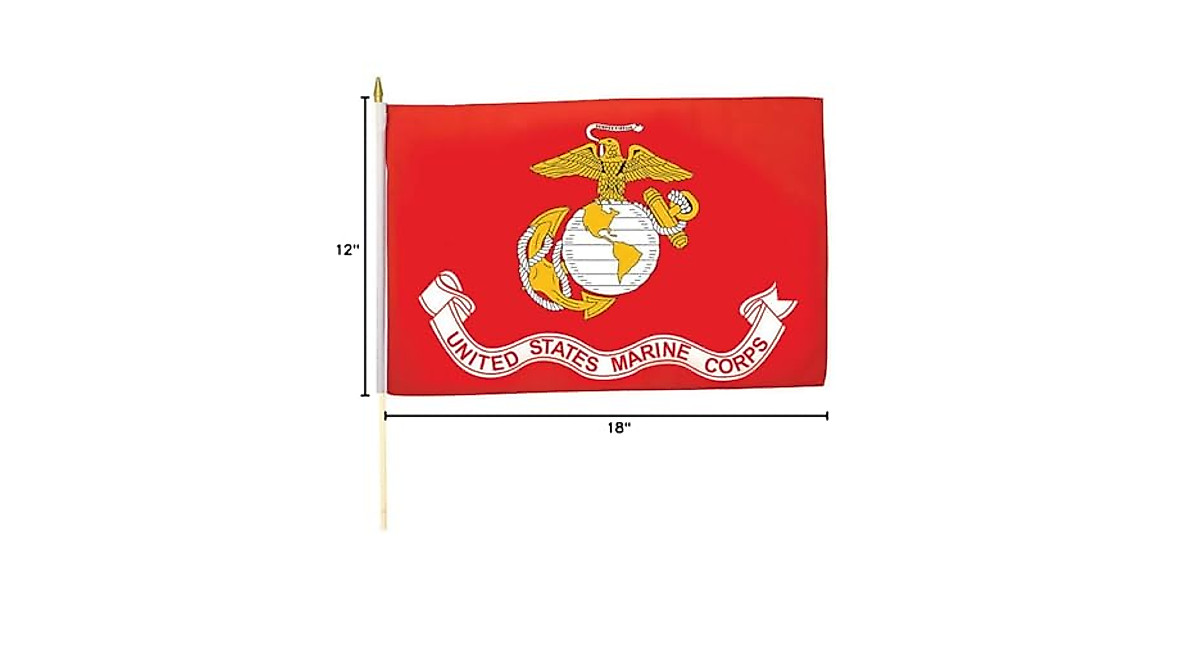 United States Marine Corps Stick Flag - 12" x 18"