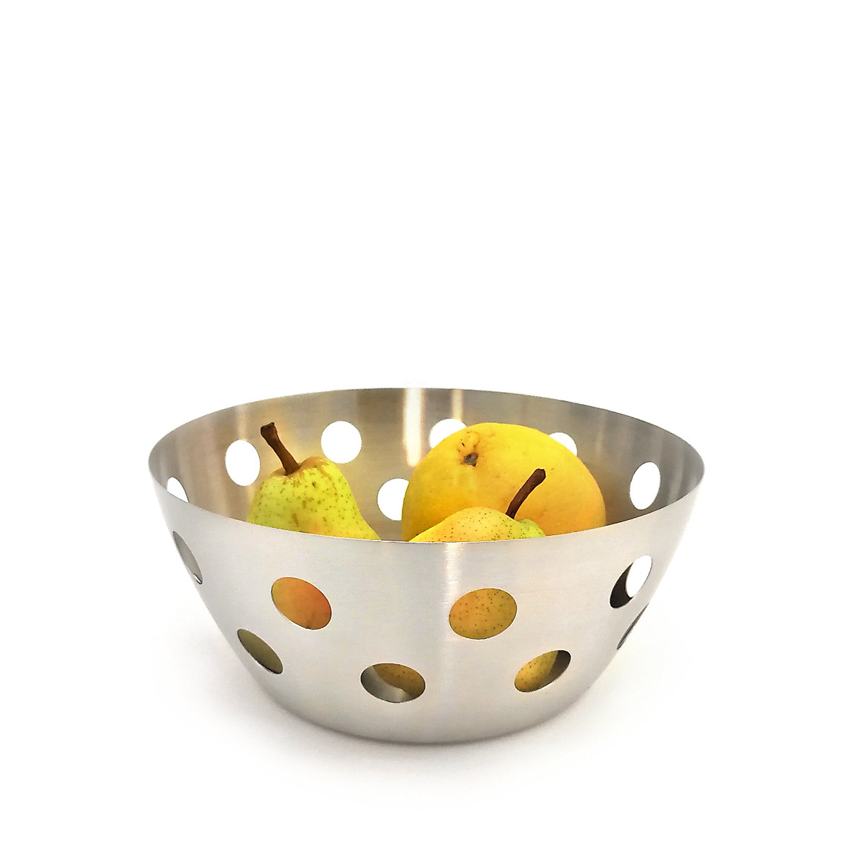 StainlessLUX 76324 Brushed Stainless Steel Fruit Bowl/Bread Basket, Round-shaped with Polka Dot Design - Fine serveware for your home