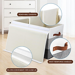 Mayniu Large Toy Box with Divider, Sturdy Toy Storage Chest Organizer Bin Basket with Lid for Kids, Boys, Girls, Nursery, Living Room, Bedroom, Playroom, Closet, 25"x13" x16"(Gradient Grey)