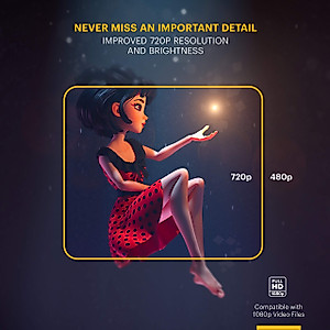 KODAK FLIK X7 Home Projector (Max 1080p HD) with Tripod, & Case | Compact, Projects Up to 150” with 720p Native Resolution & 30,000 Hour, Lumen LED Lamp| AV, VGA, HDMI & USB Compatible (Renewed)