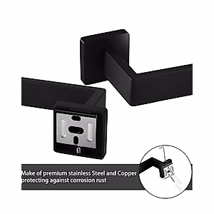 Hinmood Matte Black Bathroom Hardware Set, 5 Pieces Hardware Accessories Set SUS304 Stainless Steel Bath Towel Bar Set, Wall Mounted Towel Rack for Bathroom (Black, 16 Inch)