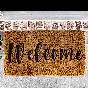 Juvale Natural Coir Doormat, Welcome Mats for Front Door, Outdoor Entry (16x29 in)