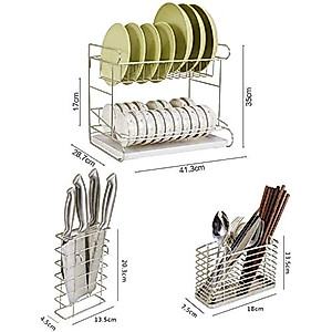 SDGH Stainless Steel Dish Rack - Double Dish Rack Kitchen Rack Storage 41.3x28.7x35cm(LxWxH)