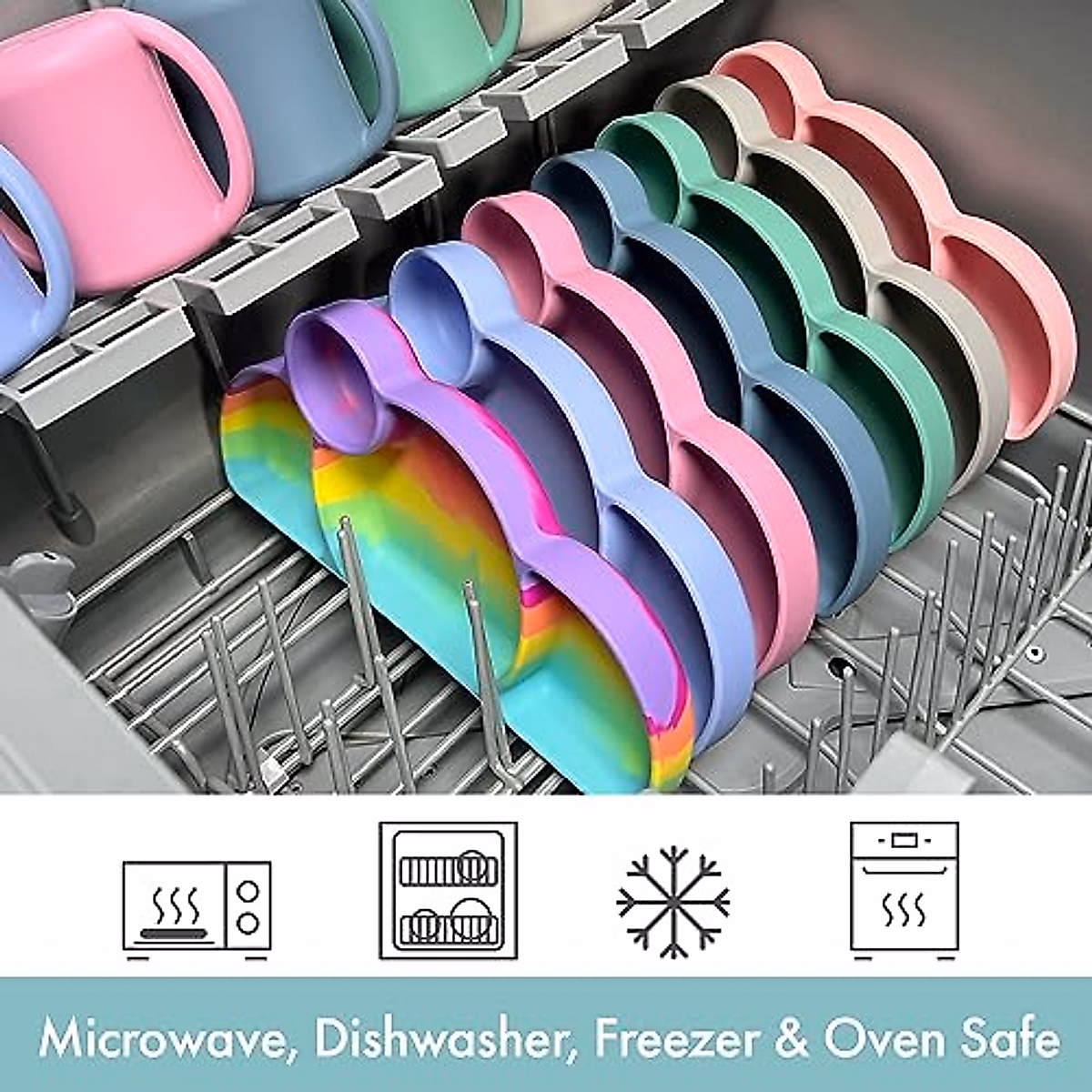 PrimaStella Silicone baby & toddler plate, baby led weaning supplies - Easy-reach design for self-feeding (Plum Pink Purple)