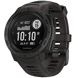 Garmin 010-02064-00 Instinct, Rugged Outdoor Watch with GPS, Features Glonass and Galileo, Heart Rate Monitoring and 3-Axis Compass, Graphite