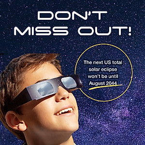 Solar Eclipse Glasses AAS Approved 2024 - Made in the USA CE and ISO Certified Safe Shades for Direct Sun Viewing (50 Pack)