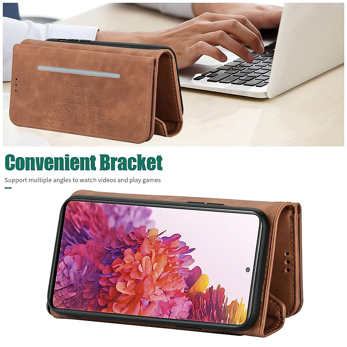 Wallet Case for Samsung Galaxy S20 FE 5G 6.5 inch Flip Zipper Purse Handbag with Credit Card Holder Shoulder Strap Wrist Strap Phone Cover for S 20 EF UW S20FE5G S20FE 20S S2O Fan Edition 4G G5 Brown