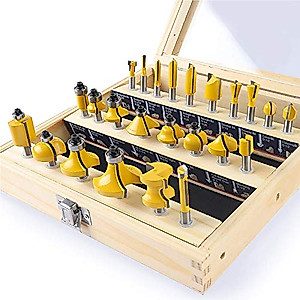 KOWOOD 24X Router Bits Set 1/4 Inch Shank Made of 45# Carbon Steel C3 Alloy Blade for Professional Woodworking