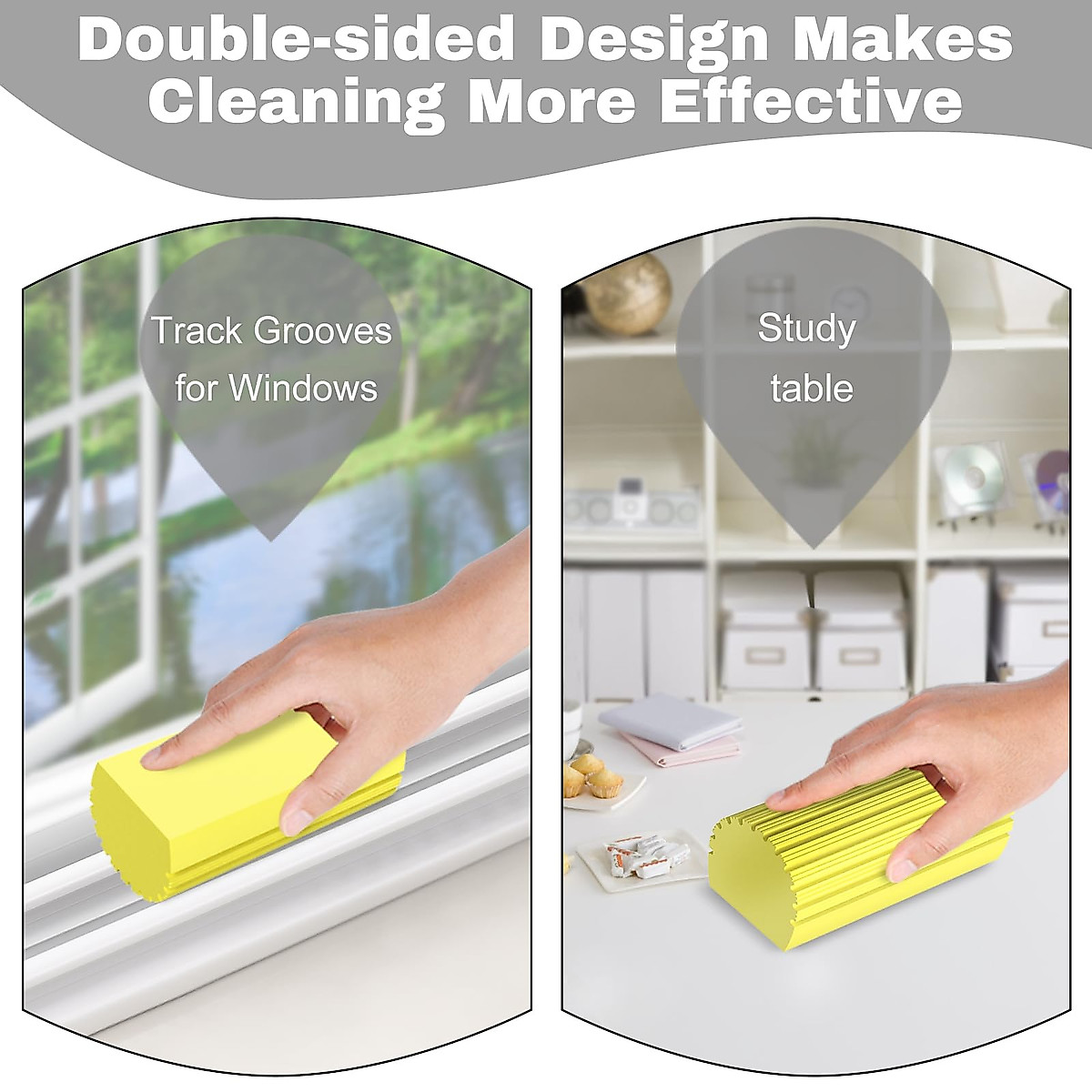 Fikoksol 4pcs Damp Dusting Sponge Yellow, Household Clean Sponges Duster for Cleaning Baseboards Blinds, Vents, Window Trunk, Scrub Magic Sponge Eraser Reusable Wet Sponges Cleaning Supplies Tool