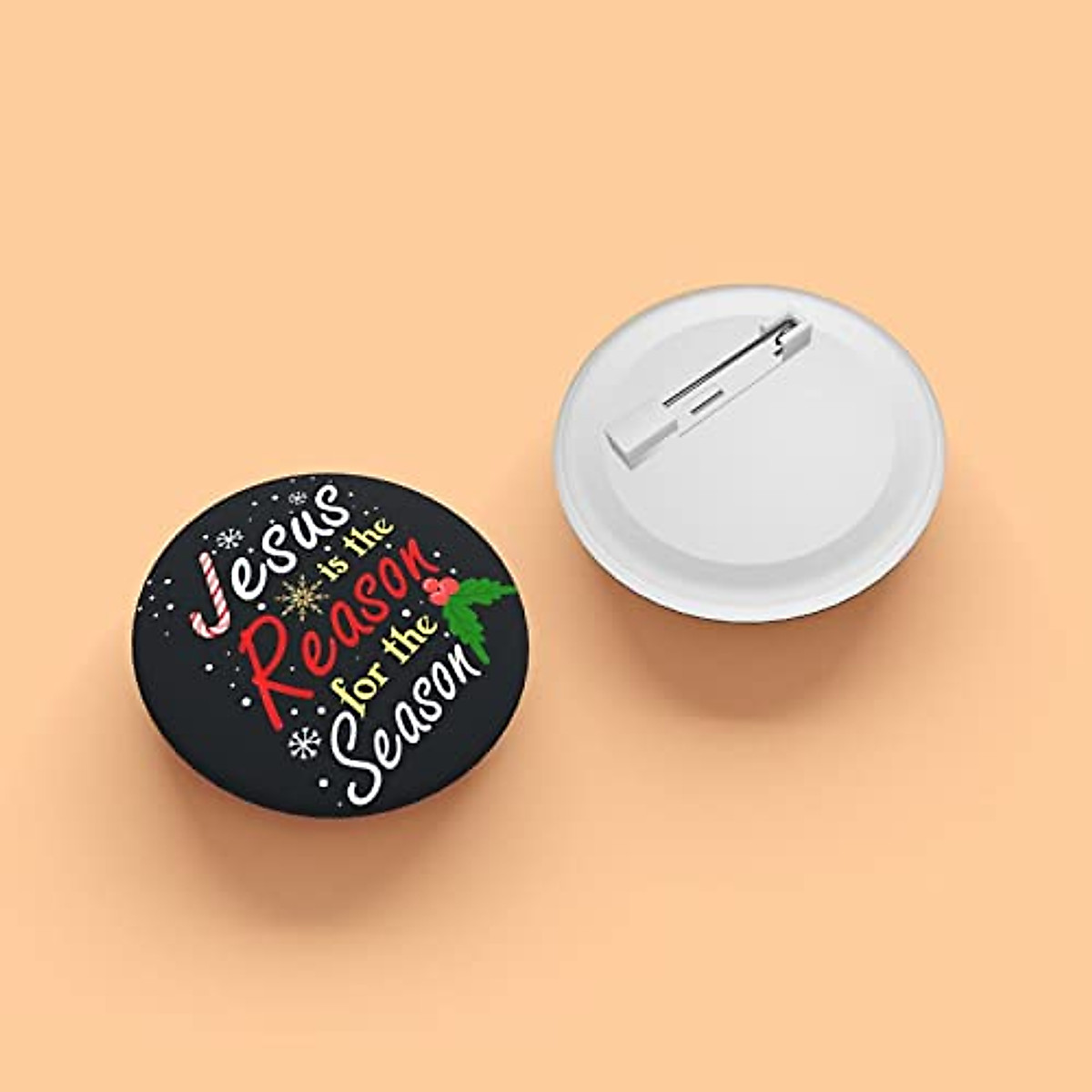 Christian Jesus is The Reason for The Season Pins Funny Christmas Stocking Stuffer Gifts Button Pins Buttons Badges Pins
