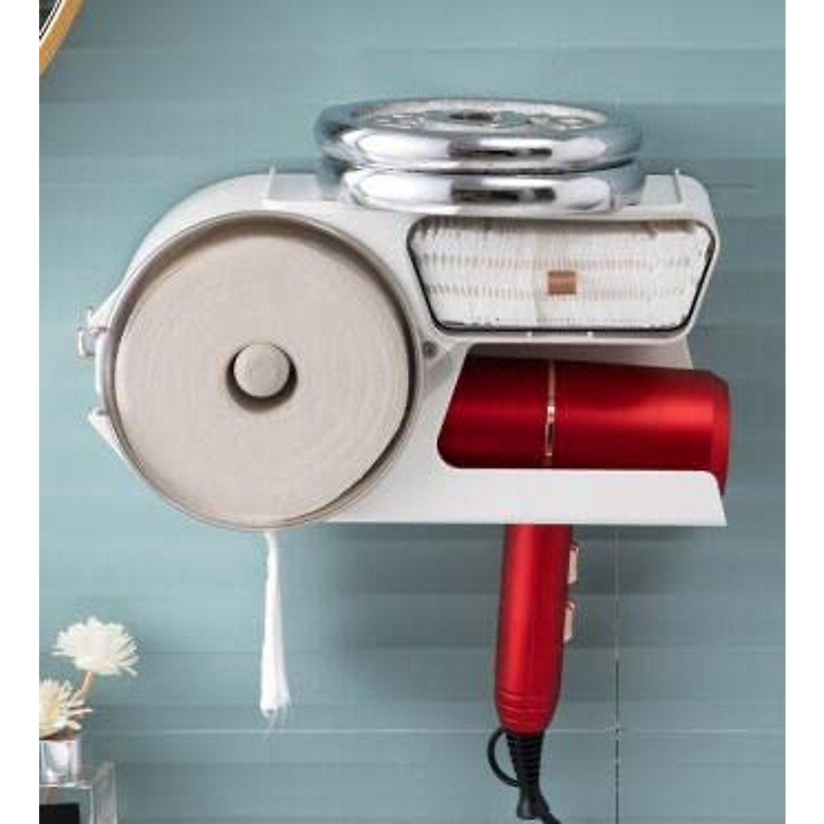 NA Punching Free washcloth Storage Rack Wiping Towel Storage Box Wall Mounted Toilet Storage Rack Hair Dryer Support Rack