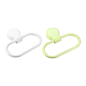 HARFINGTON Wall Mounted Oval Towel Ring ABS Hanging Holder Self-Adhesive for Bathroom Kitchen Accessories, White & Green