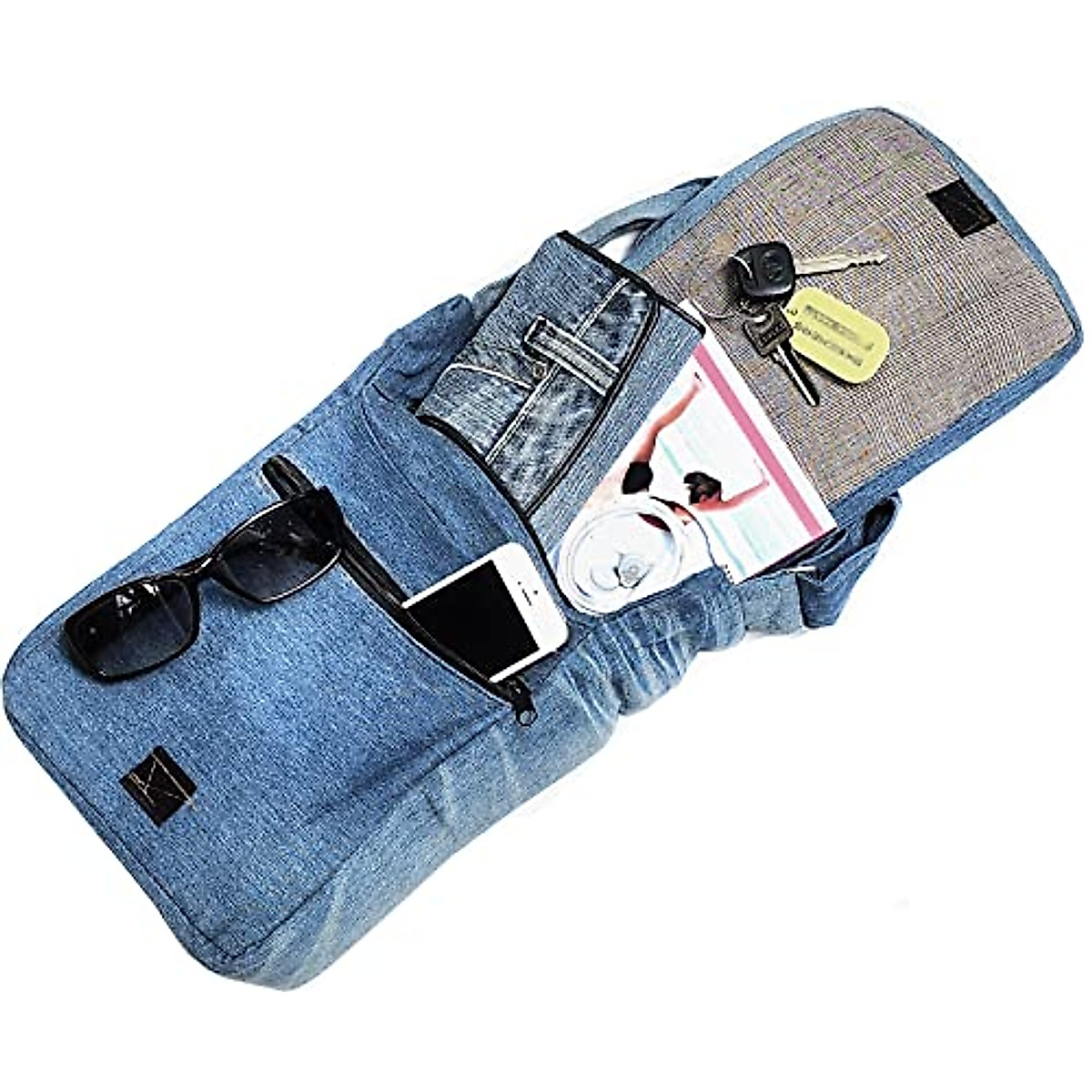 BDJ Upcycling Blue Denim Jeans Oblong Small Cross Body Shoulder Handbag Purse (Small Crossbody 5)