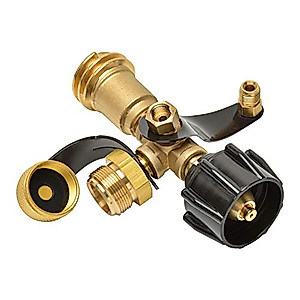 Stanbroil Propane Gas Brass Tee Adapter with 4 Port for RV or Motorhome, Acme Nut &QCC1