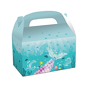 NA 12 PCS Memaid Party Favors Boxes Mermaid Birthday Party Decorations Under The Sea Theme Candy Goodie Boxes for Girl's Birthday Party Baby Shower Decoration