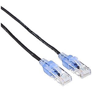 Monoprice Cat6A 20ft Black 5-Pk Patch Cable UTP 30AWG 10G Pure Bare Copper Snagless RJ45 SlimRun Series Ethernet Cable