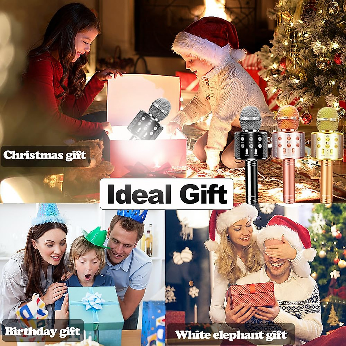 FINYIORE Microphone for Kids, Voice Changing Karaoke Micorphones Boys Girls Gifts for Kids Party Singing Microphone, White Elephant Gift for Adults