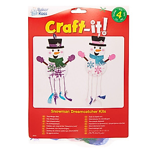 Baker Ross AX515 Snowman Dream Catcher Kit - Pack of 4, Creative Christmas Art and Craft Supplies for Kids to Make, Decorate and Display
