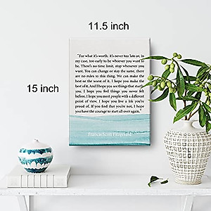 Inspirational Wall Art F Scott Fitzgerald for What It's Worth Quote Canvas Painting Prints for Home Living Room Wall Decor Framed Artwork Gifts(12x15 Inch)