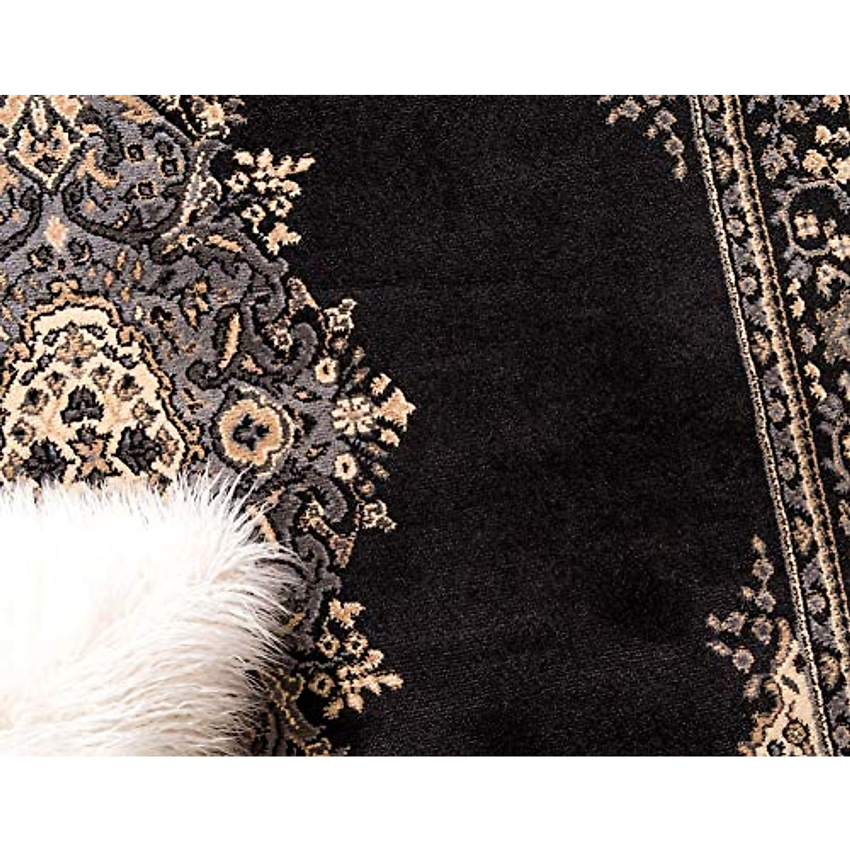 Unique Loom Reza Collection Traditional Persian Style Area Rug, 6 x 9 ft, Black/Beige