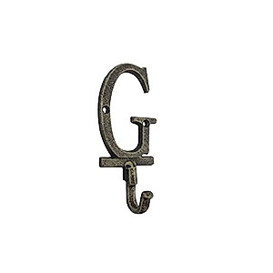 Handcrafted Nautical Decor Rustic Gold Cast Iron Letter G Alphabet Wall Hook 6"