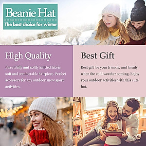 AynnQueen Beanie with Hair Attached for Women Slouchy Cable Hat Wig Knit Beanie Winter Hat with 20inch Removable Hair Extensions Wig (Dark Brown-Khaki Hat)