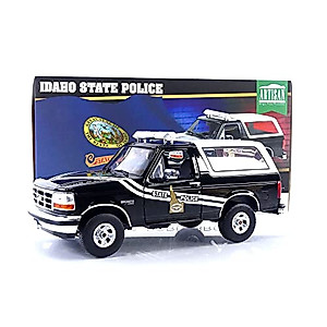 Greenlight 1996 Ford Bronco Black and White Idaho State Police Artisan Collection 1/18 Diecast Model Car