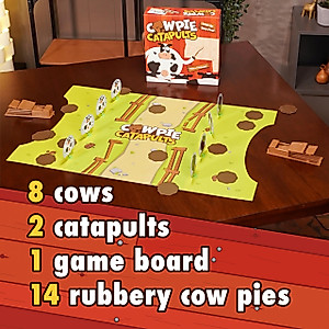 Cowpie Catapults, Launch Poo, Knock Over Cows, and Be The Last Moo Standing, Funny 2 Player Board Game for Kids & Family, Ages 6+