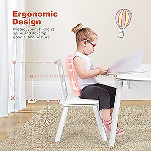 Costzon Kids Table and Chair Set, Wood Activity Table w/Center Mesh Storage, Children Furniture Gift for Boys & Girls, Ideal for Arts, Crafts, Snack Time, Homework, Toddler Table and Chair Set, White