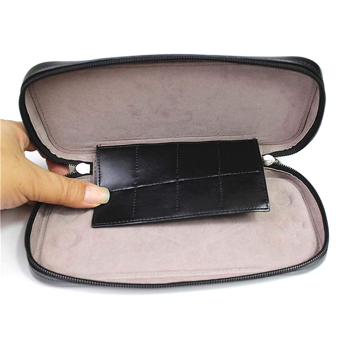 Classic Leather Black Carry Case for Nintendo Switch Lite - [Shockproof] Hard Shell Protective Cover Bag with 8 Game Card Slots,1x Leather Hand Strap Accessories(Black)