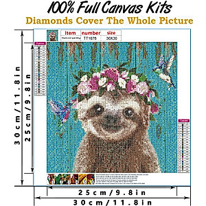JFYHAB Sloth Diamond Painting Kits for Adults, Full Drill Sloth Diamond Art for Beginners, Round 5D Dragon Paint with Diamonds Pictures Gem Art Painting Kits DIY Adult Crafts Kits 12x12inch
