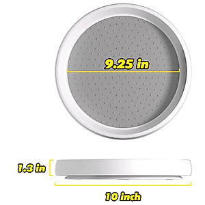 VOLCANOES CLUB 10 Inch Rotating Lazy Susan Organizer - Non-Skid Lazy Susan Turntable for Spice Rack / Cabinet / Pantry / Refrigerator - Perfect for Kitchen / Bathroom / Office - (White & Gray)