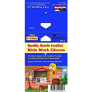 G & F Products 5013M JustForKids Kids Genuine Leather Work Gloves, Kids Garden Gloves, 4-6 Years Old