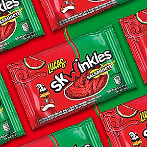 Lucas Salsagheti Watermelon Flavored Hot Candy Strips and Tamarind Flavored Sauce, 0.84 oz - 12 Pieces Pack for Treats, Snack, Parties, Piñatas,0.85 Ounce (Pack of 12)