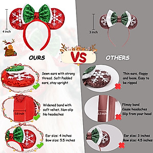 UNSPAZ Glitter Mouse Ears Headband - Christmas Party Accessory for Adults, Kids, and Women