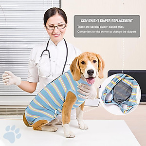 SHIAOMIN Pet Recovery Suit After Surgery - Abdominal Wounds Breathable Striped Leisure Wear Shirt, E-Collar Alternative Cats Dogs Neuter Spay Anti Licking Clothes for Male Female Pets (Large)