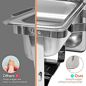 GRANDMA SHARK 4 Packs 8QT Stainless Steel Rectangular Chafing Dishes Sets with Alcohol Furnace for Catering Buffet Warmer Set Chafing Dish Buffet Set Food Warmers for Parties with Folding Frame