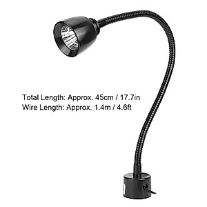CHICIRIS 7W LED Machine Tool Lamp, Metal LED Working Light with Magnetic Base, Flexible Gooseneck Work Lamp, for Reading Lamp, Headboard CNC Punching Machine US Plug