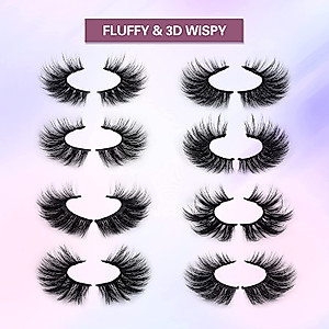 Mink Lashes Faux False Eyelashes Dramatic Natural Look 8 Styles Fake Eyelashes Pack 18-22MM Thick Crossed Fluffy Volume Reusable Eyelashes 3D Multi-layered Cat Eye&Round Shape by Boahankuke